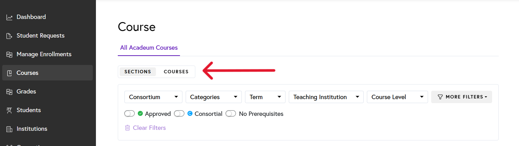 Finding Courses & Sections [Filtering and Searching] – Acadeum ...